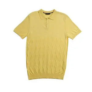 EIGHT X Argyle Solid Knit Polo - Yellow