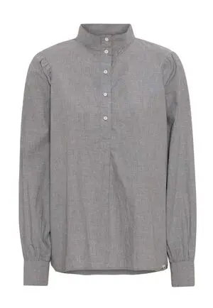 GROBUND The Sonja Shirt The One With A High Collar In Gray Mélange - Grey