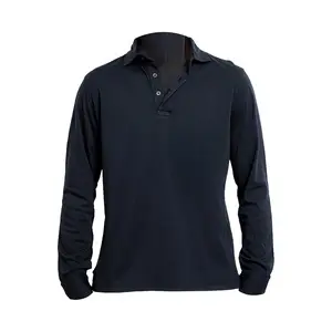 Jacques Zolty Patrick Cotton Polo Long Sleeve Dark Navy