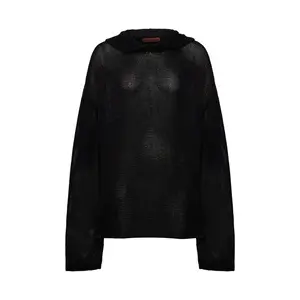 PCFG Cotton Blend Knitted Hoodie With Woven Patch Jet