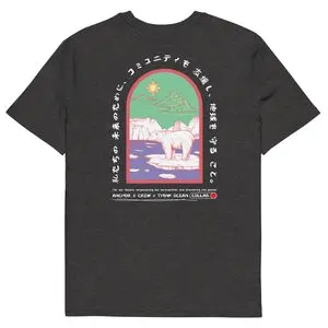 ANCHOR & CREW Heather Think Ocean Six Japan Gurafiku Organic Cotton T-shirt - Black