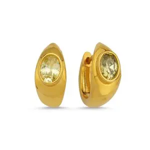LINYA JEWELLERY Lina Drop Stone Huggie Earrings - Yellow