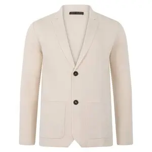 PAUL JAMES KNITWEAR Neutrals Lightweight Mercerised Cotton Giuseppe Knitted Blazer Ecru - Beige
