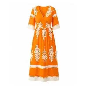 GIRL IN MIND Suzanne Boarder Midi Dress - Orange