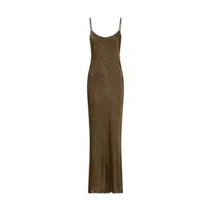 LILY ROU Marina Silk Midi Slip Dress - Black