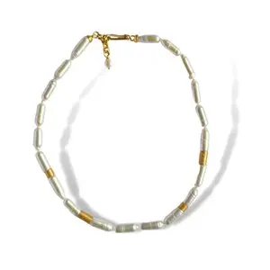 LINYA JEWELLERY Natural Baroque Pearl Necklace - Gold