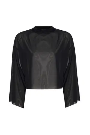 NO'DESIGN Sheer Oversized Crop Top - Black