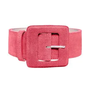 BELTBE Suede Square Buckle Belt Watermelon - Pink