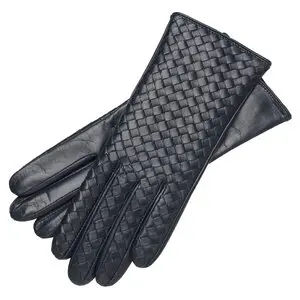 1861 GLOVE MANUFACTORY Intrecciato Woven Leather Gloves In Navy - Blue