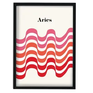 FANCLUB Aries Zodiac Star Sign A2 Art Print - Red