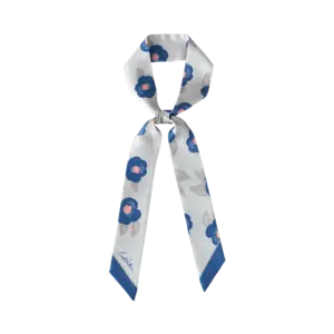LOST PATTERN Camellia Silk Twill Neck Bow - Blue
