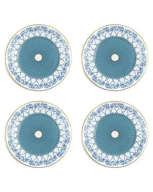 PINK HOUSE Fine Bone China Set Of Four Charger Plates Palms - Blue