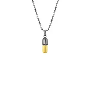 TRUE ROCKS Grey / Gold 2 Tone Gun Metal Grey & Gold Plated Small Pill Pendant - Grey/gold