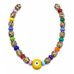 EYECONIC BY SAMAR AJRAM Funky Evil Eye Colorful Beads Necklace - Yellow