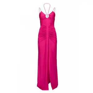 AGGI BY HALEWSKI Ines Fuchsia Pearl Maxi Evening Sleeveless Dress - Pink