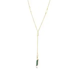 LILA RASA Gold / Green Lariat Necklace Malachite Wave Symphony - Gold/green