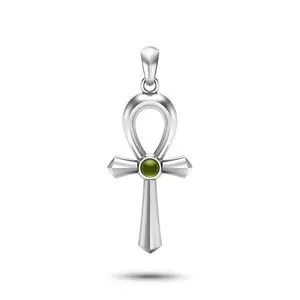 RAHUL PATEL COLLECTION Green / Silver Ancient Ankh Amulet With Peridot