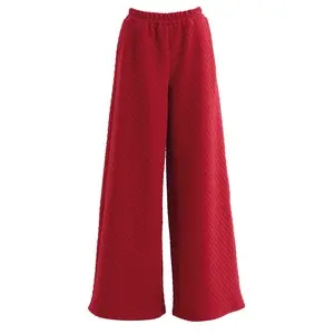 LOUCHE Flory Scallop Quilt Wide Leg Trouser Wine