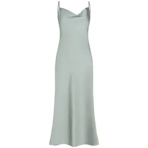 PRETTY ECCENTRIC Aurelia Sage Satin Slip Dress - Green