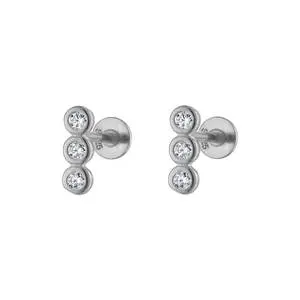 OUTOFOFFICE Triple Round Pavé Stud Earrings - Silver
