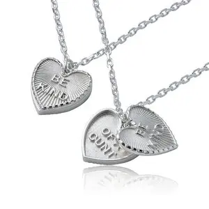 CARTOGRAPHY Be Kind Of A Cunt Fluted Heart Necklace In Sterling - Silver