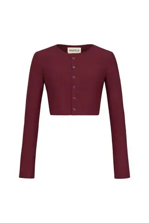 MONTCE Maroon Button-down Cardigen - Red