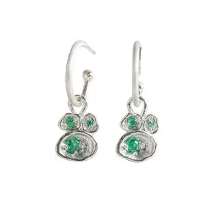 CLAIRE HILL DESIGNS Emerald Lichen Hoop Earrings - Silver