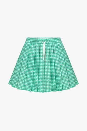 JE TE VEUX Sweetheart Gingham Pleated Skirt - Green