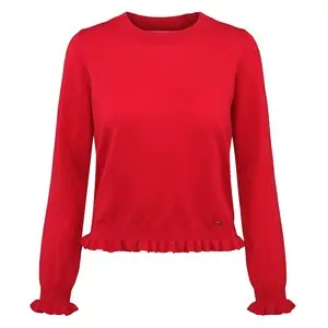 TIRILLM Aspen Merino Wool Sweater With Frills - Red