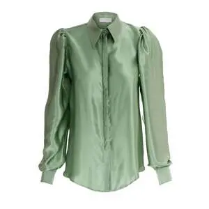 SOFIA TSERETELI Satin Silk Blouse - Green