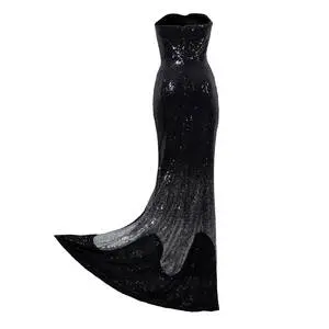 LAURA DAILI Black / Silver Off-shoulder Elegance Gown - Black/silver