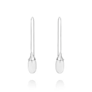 MOUNIR LONDON Neutrals / Long Rock Crystal Capsule Earrings - Silver