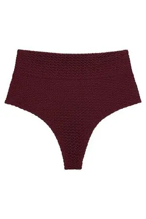 MONTCE Maroon Crochet Added Coverage High Rise Bikini Bottom - Red