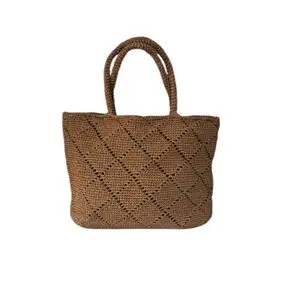 SPRINGMOONATELIER Handcrafted Light Raffia Moon Bag - Brown