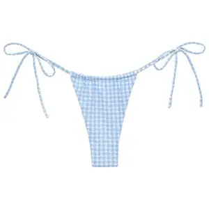 MONTCE Peri Micro Gingham Brasil Tie-up Bikini Bottom - Blue