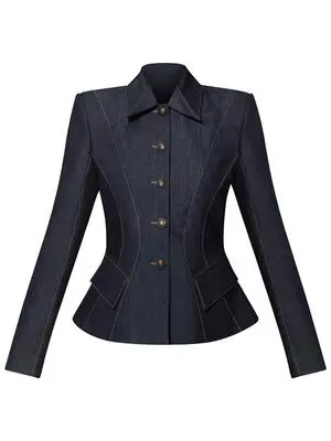 TIA DORRAINE Hourglass Denim Blazer Jacket – Dark