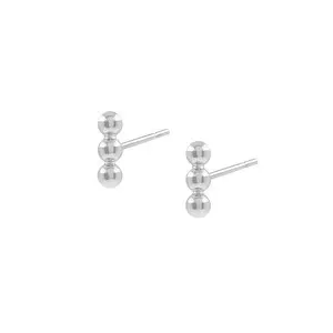 Côté Caché Tri Dot Bar Stud Earrings - Silver