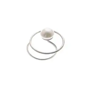 SILVER MOON Pearl Sterling Ring – Orbit - Silver
