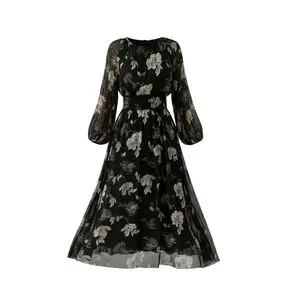 IZABELA MANDOIU Midi Dress With Floral Print - Black