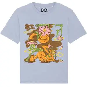 BOUTIQUE KAOTIQUE Groovy Nature Serene Organic Cotton T-shirt - Blue