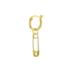 TRUE ROCKS 18kt Plated Safety Pin On Plated Hoop Earring - Gold