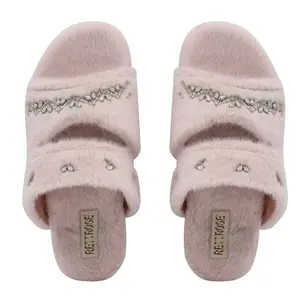 RETTROSE Abbie Luxury Plush Slipper With Diamanté Embellishment