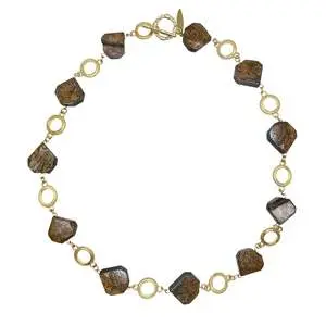 FARRA Tiger-eye Stone With Chain Modern Necklace - Brown