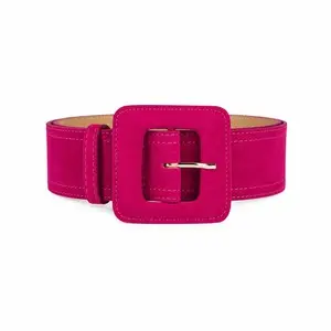 BELTBE Suede Square Buckle Belt - Pink