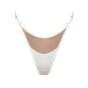 MONIQUE MORIN LINGERIE Core Adjustable Thong Crystal - White