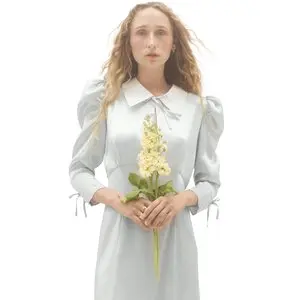 LISA THE LABEL Puff Sleeve French Maid Dress With Tie Detail