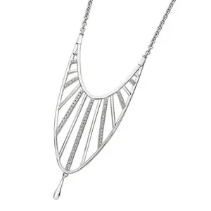 LUCY QUARTERMAINE Art Deco Oval Long Necklace - Silver