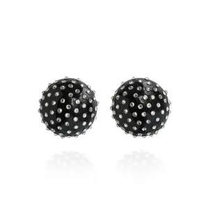 SAULE LABEL Black / Silver Gaia Midi Jet Earrings In Silver Moonrise - Black/silver