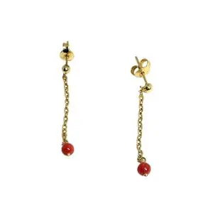 TG-JEWELLERY BY TAMARA GERVASIO Gold / Red Solid Yellow Gold Mediterranean Coral Dangle Earrings – Handmade - Gold/red