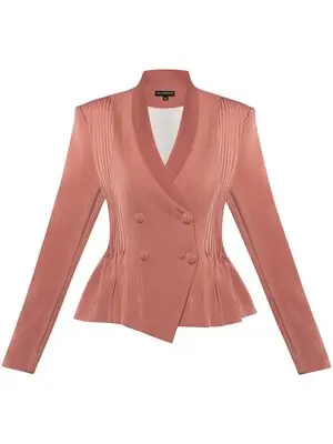 TIA DORRAINE Double-breasted Blazer With Pleated Details Dusty Rose - Pink